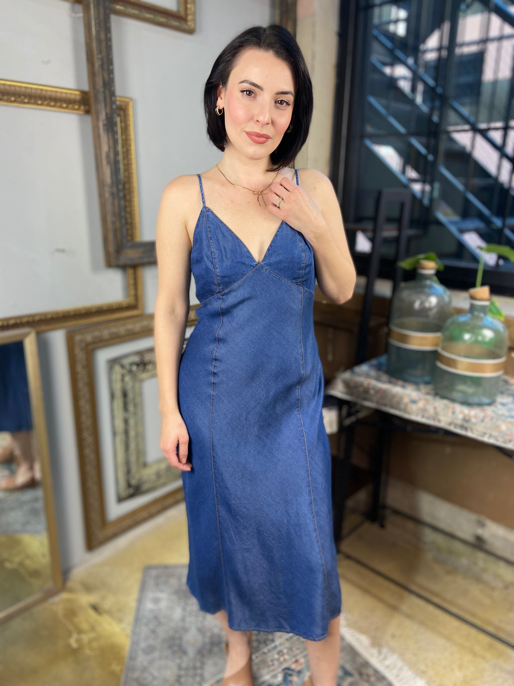 Scarlett Dark Blue Denim Midi Dress – MK Threads Boutique